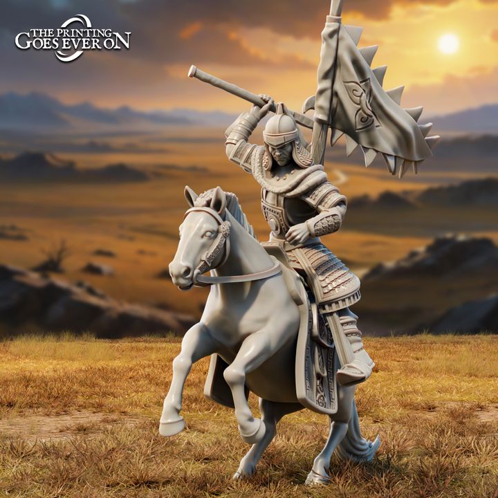 3D Printable Golden Khanate Mounted Warriors - Presupported by The Printing Goes Ever On